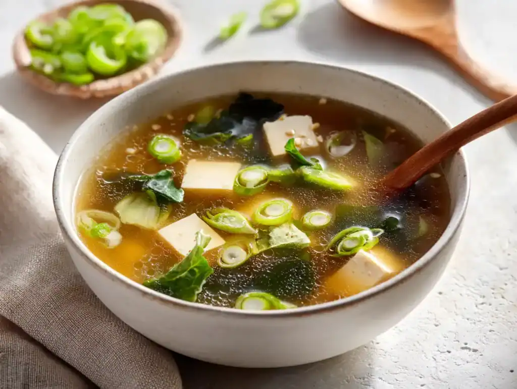 Vegan Miso Soup Recipe with Tofu and Seaweed