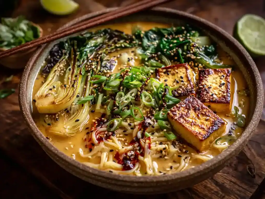 Easy Vegan Ramen Soup with Noodles and Vegetables