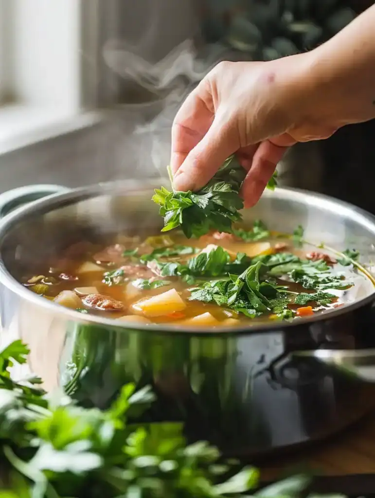 Savory Swamp Soup Recipe with Spinach and Sausage