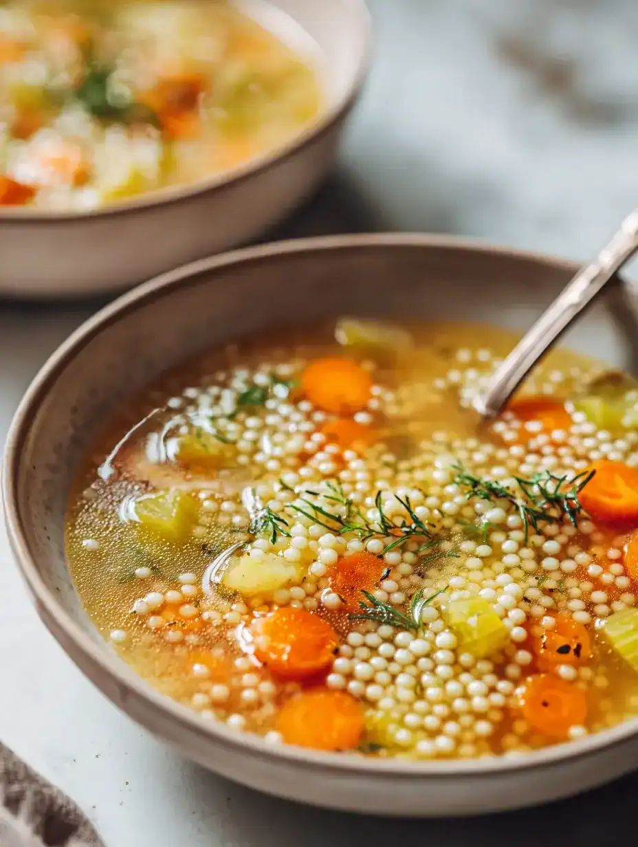 Simple Couscous Soup with Chicken and Vegetables